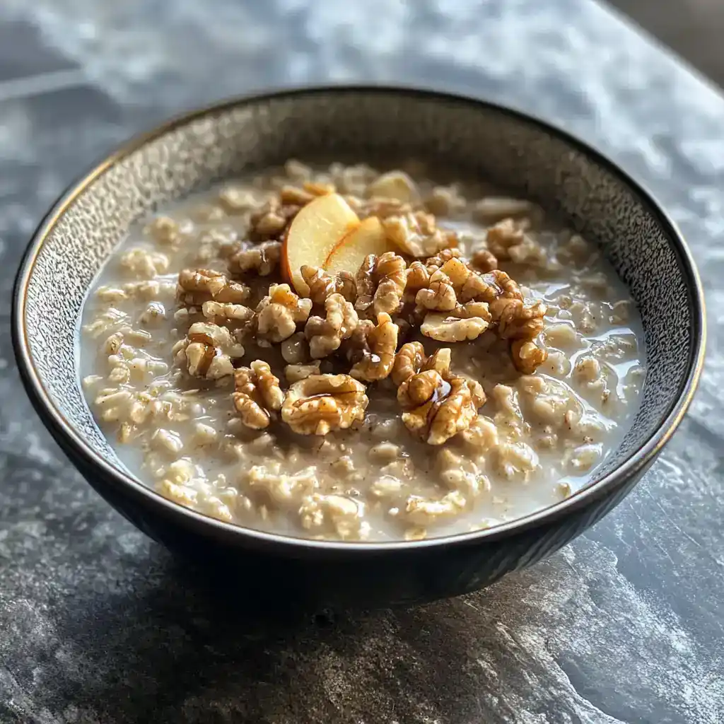 Easy Apple Walnut Oatmeal Recipe - Best Vegan Breakfast Comfort Food